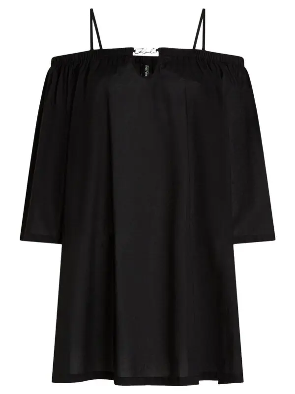 Karl Lagerfeld Signature Plaque Off-the-shoulder Mini Dress - Black
