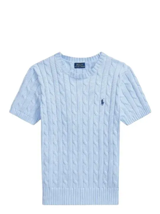 Polo Ralph Lauren Cable Knit Short Sleeve Sweater - Office Blue