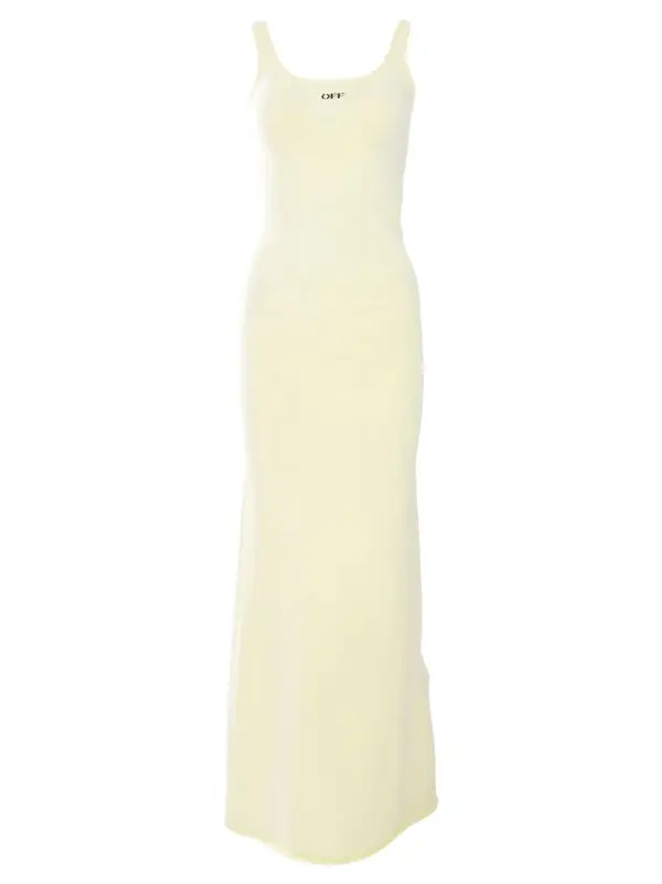 Off-White Sleeveless Logo Maxi Dress - White