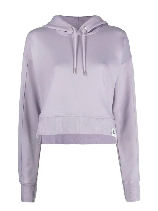 Calvin Klein Patch Cropped Hoodie - Purple