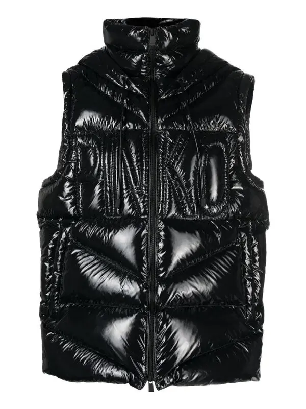 Pinko Geos Padded High Neck Zipped Waistcoat - Black
