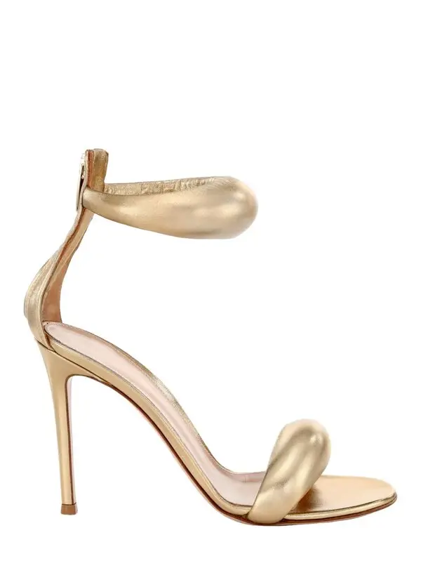 GIANVITO ROSSI Metallic Leather Strap Sandals - Nude