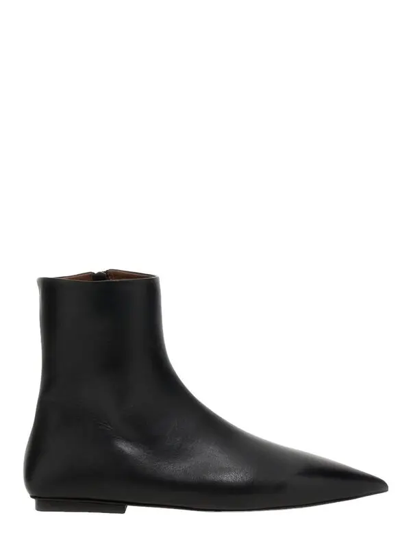 Marsèll Pointed Toe Zip Up Leather Ankle Boots - Black