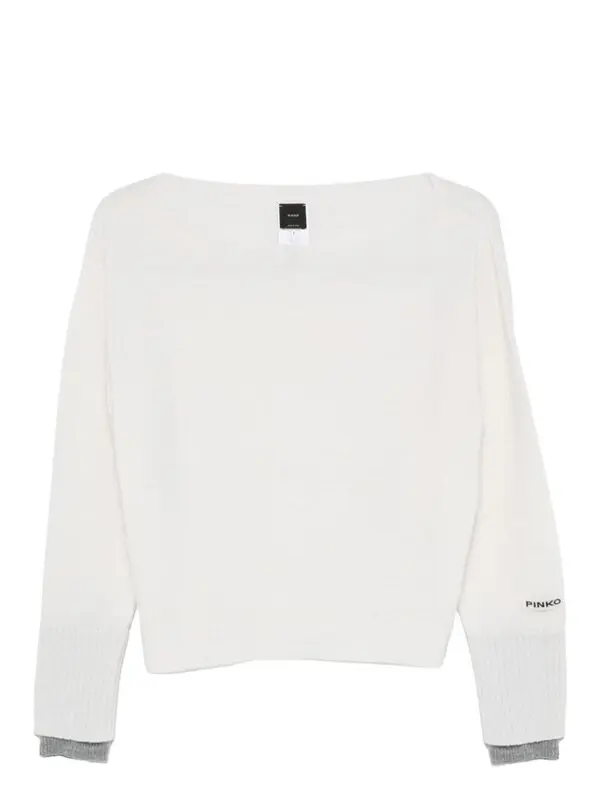 Pinko Logo Patch Layered Jumper - White, Gray