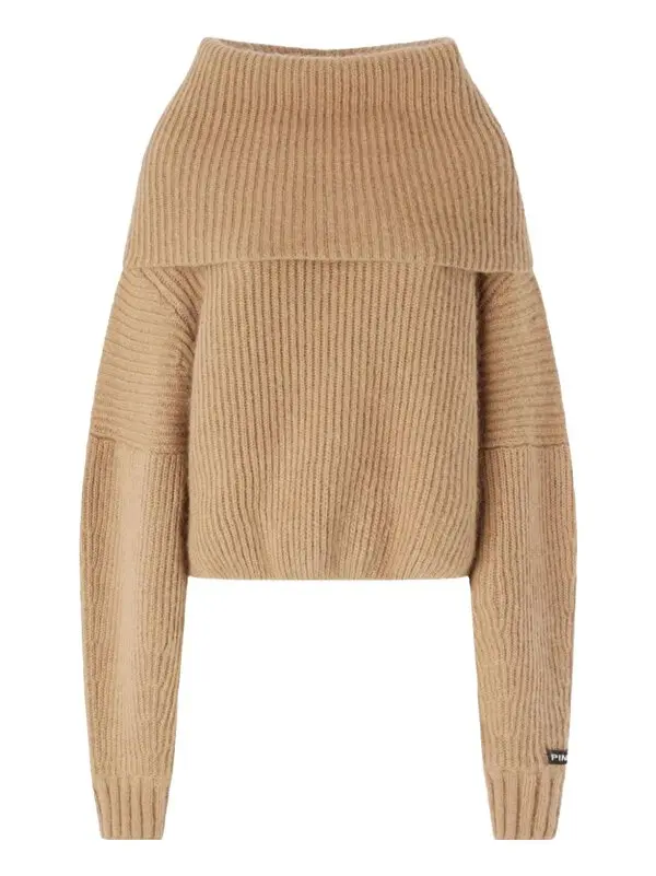 Pinko Sphynx Roll Neck Knitted Jumper - Beige