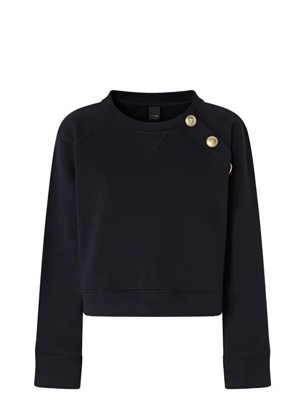 Pinko Buttoned Crewneck Sweatshirt - Black
