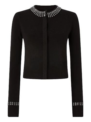 Pinko Embellished Neck Knitted Cardigan - Black