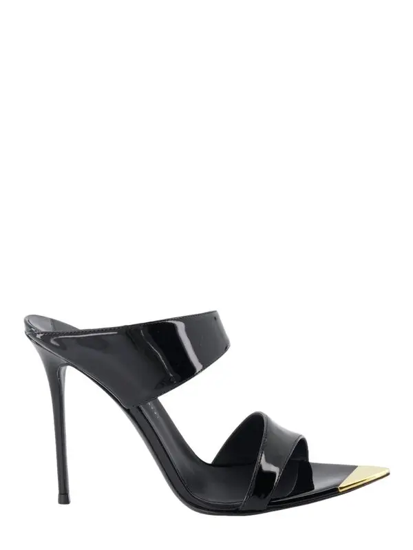 GIUSEPPE ZANOTTI Intriigo Allure Pointed Mules Sandals With Gold Metal Detail - Black