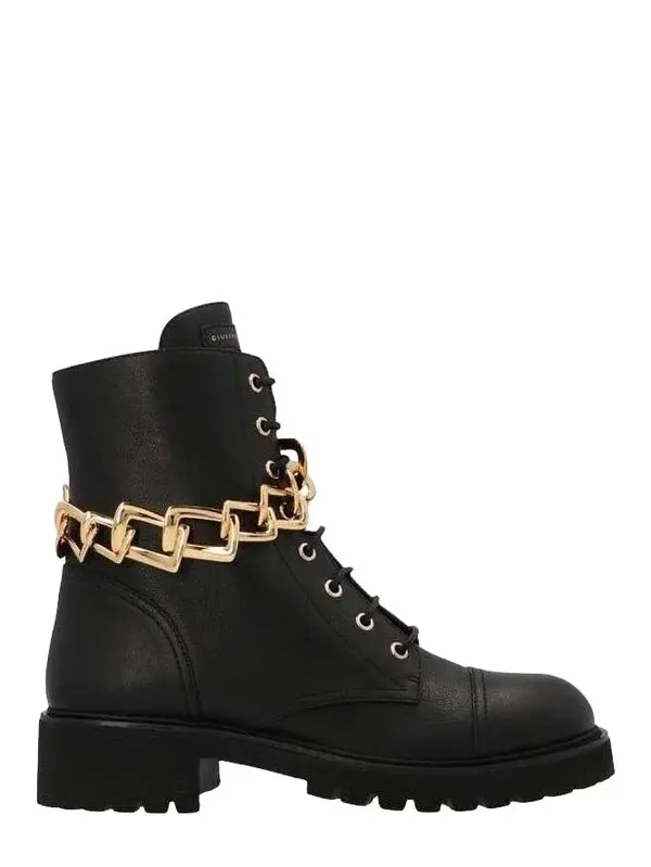 GIUSEPPE ZANOTTI Chain-link Zipped Combat Boots - Black