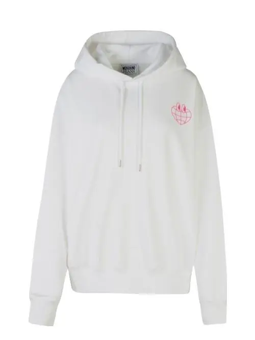 Moschino Printed Drawstring Hoodie - White