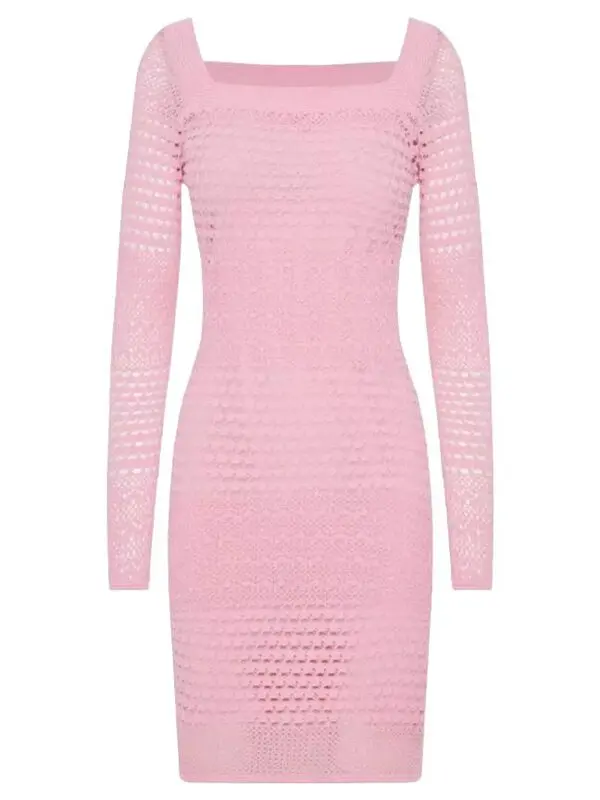 TOM FORD Open-knit Square-neck Mini Dress - Pink