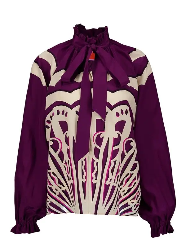 La DoubleJ Cerere Geometric Print Silk Blouse - Multicolor