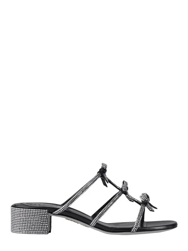 Rene Caovilla Embellished Open Toe Sandals - Black