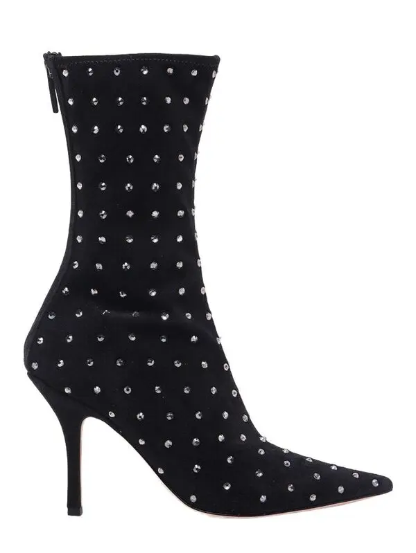 Paris Texas 100mm Crystal-embellished Pointed Boots - Black