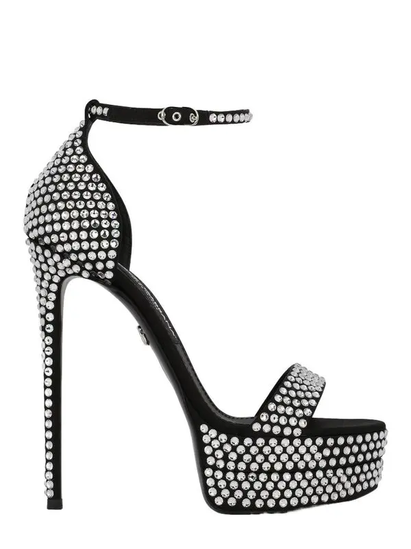 Dolce & Gabbana Embellished Platform Stiletto Sandals - Black