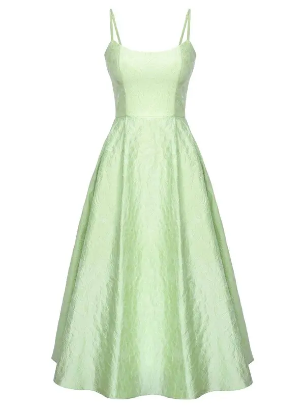 POST MERIDIEM Jacquard Fitted Corset Bustier Dress - Green