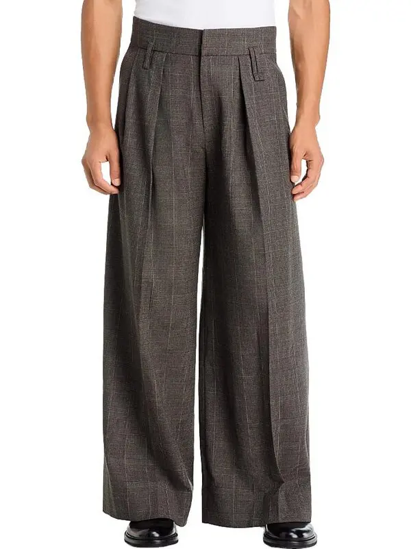 Simone Rocha Relaxed Fit Wide Leg Wool Blend Trousers - Peat