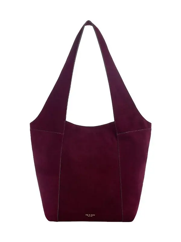Rag & Bone Brayton Large Suede Shopper Tote Bag - Deep Berry