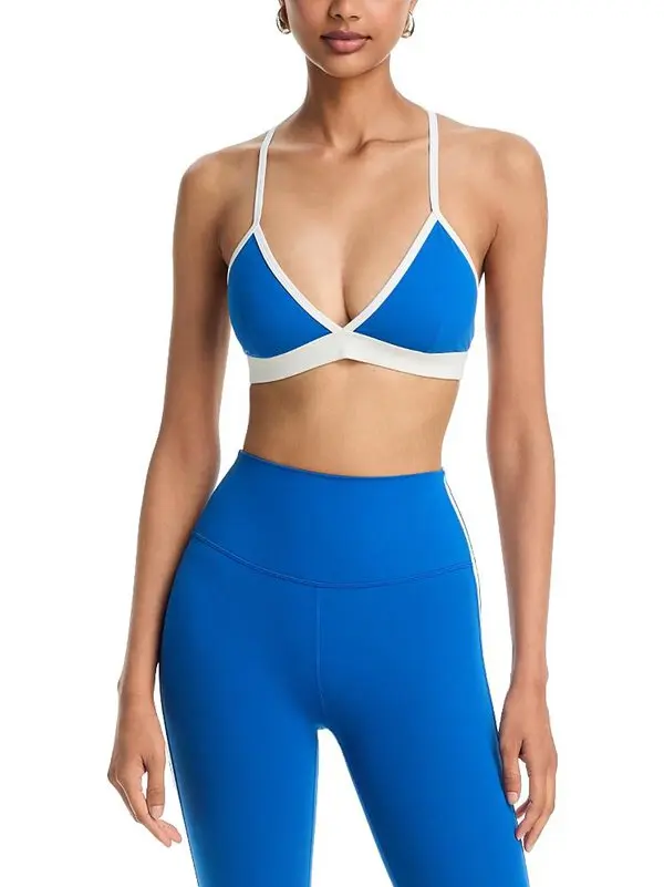 Splits59 Sage Rigor V Neck Sports Bra - Classic Blue/white
