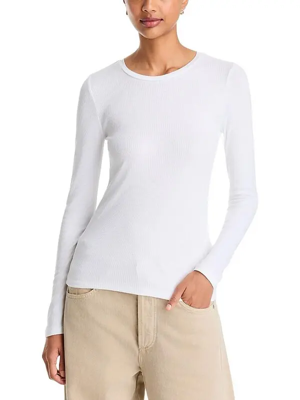 Majestic Filatures Soft Touch Rib Long Sleeve Crewneck Tee - Blanc
