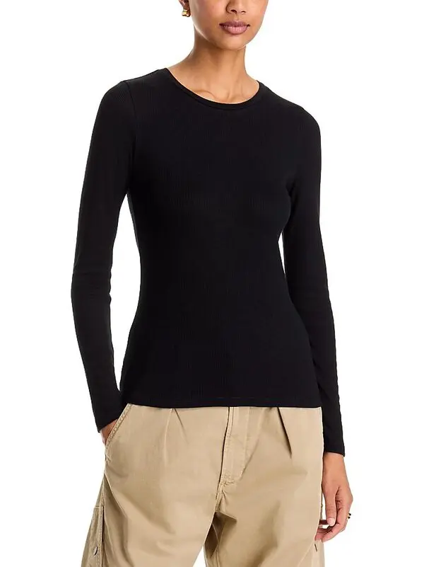 Majestic Filatures Soft Touch Rib Long Sleeve Crewneck Tee - Noir