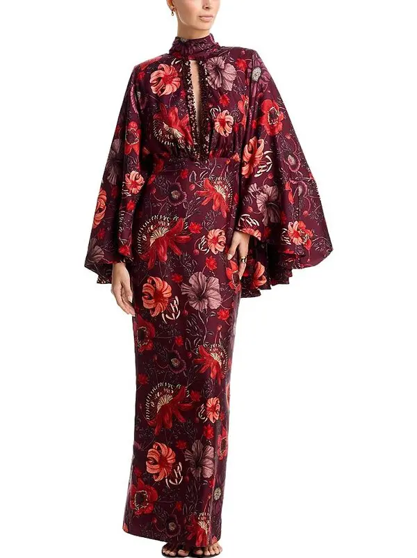 Johanna Ortiz Hidden Flower Silk Maxi Dress - Wine