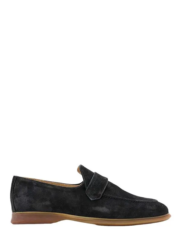 John Varvatos Suede Slip-on Loafers - Dark Charcoal