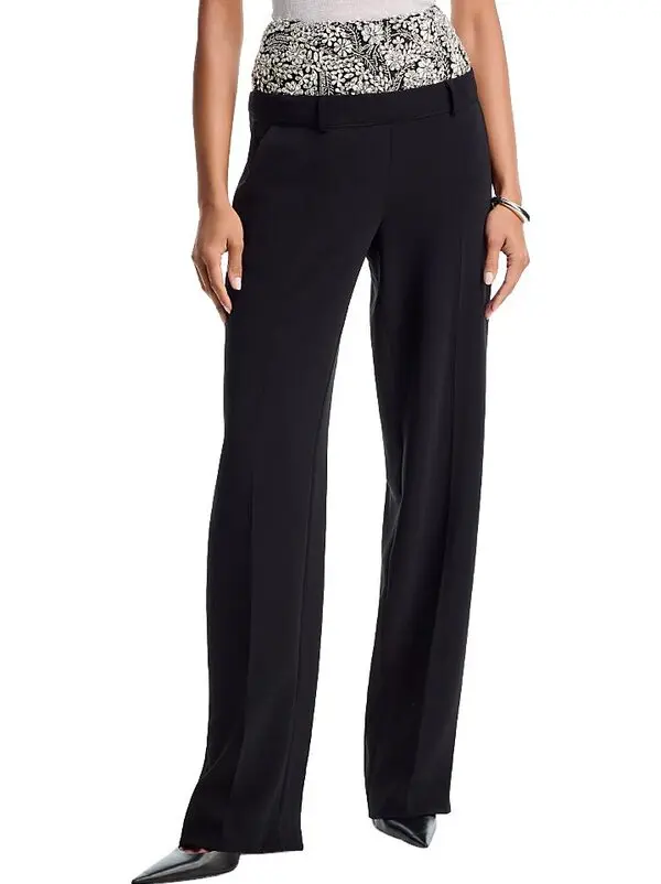 Cinq À Sept Crystal Embellished Wide Leg Pants - Black/clear