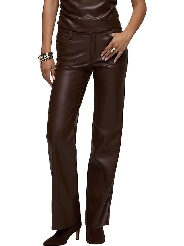 Hudson Jeans Rosie Faux Leather High Rise Wide Leg Jeans - Chicory Coffee