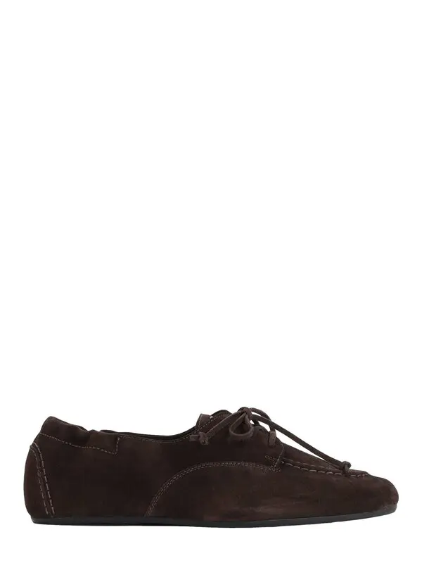 Celine Lace-up Suede Loafers - Brown