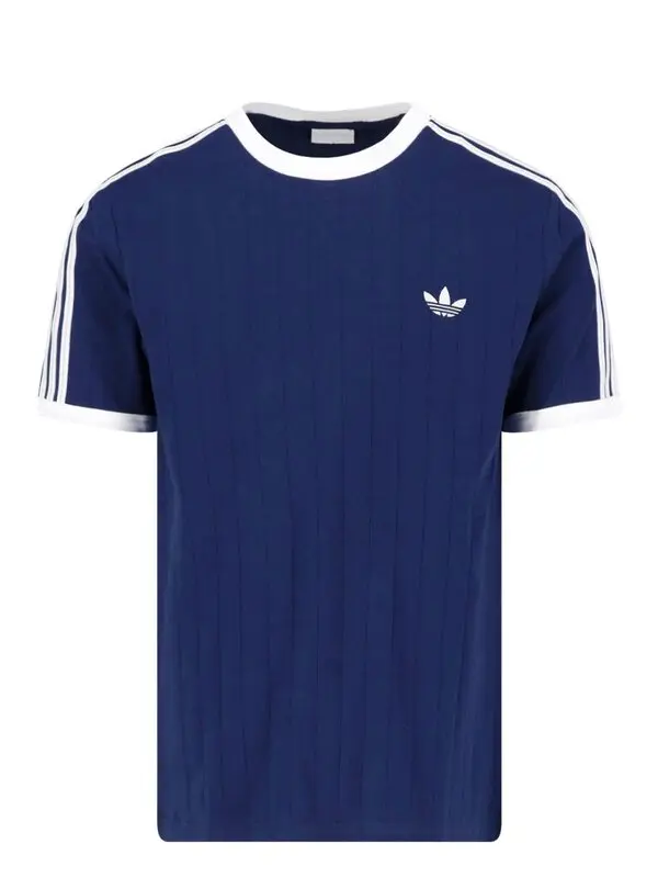 Adidas Crew Neck Striped Short Sleeve T-shirt - Blue