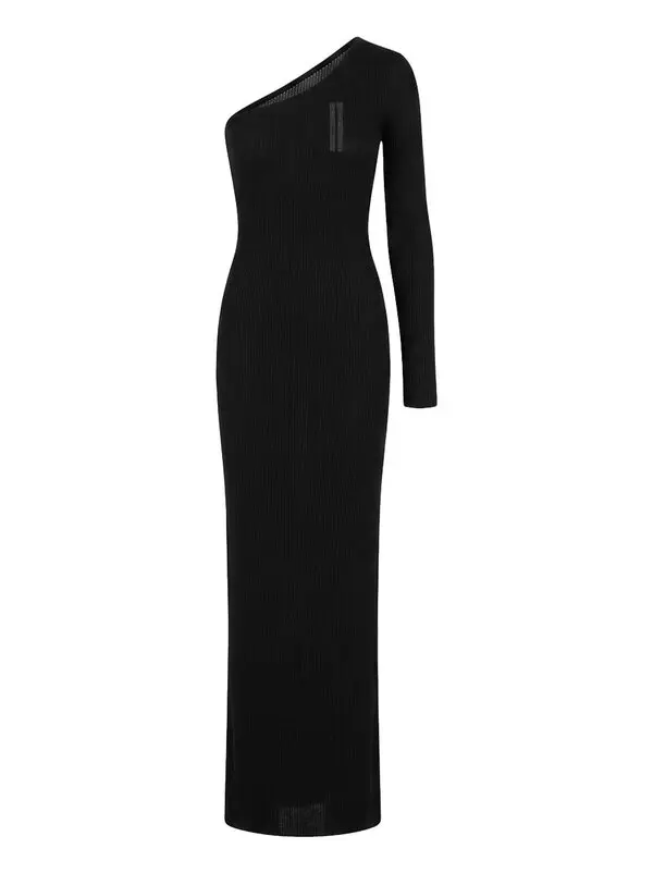 Rick Owens Cashmere One-shoulder Maxi Dress - Black