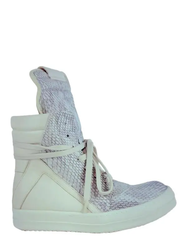 Rick Owens Python Leather Geobasket Sneakers - Blc/mlk/mlk