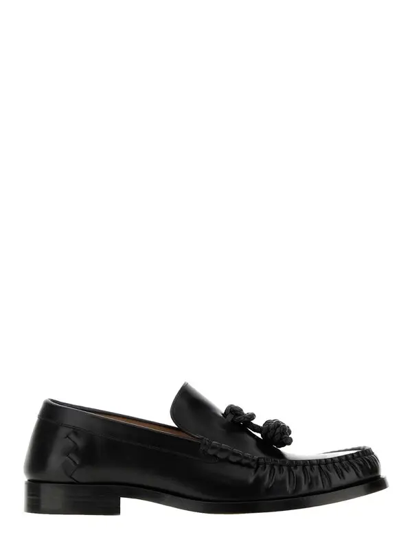 Bottega Veneta Nappa Leather Loafer With Fringe Detail - Black