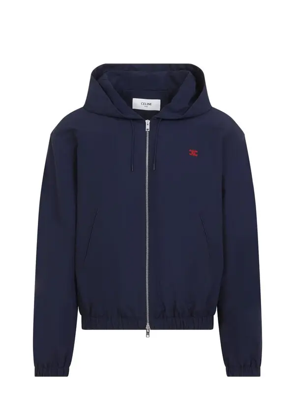 Celine Zip-up Hooded Cotton Blend Windbreaker - Blue