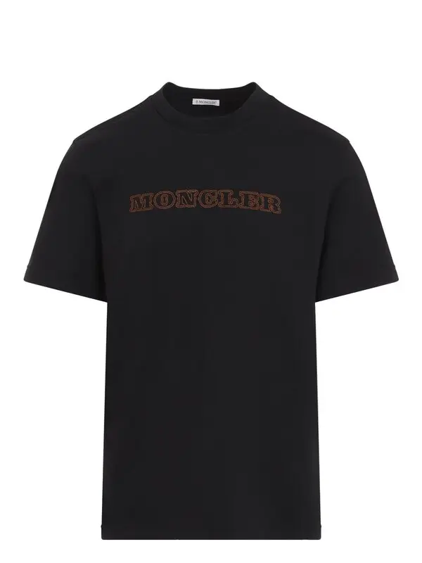 Moncler Embroidered Logo Cotton T-shirt - Black