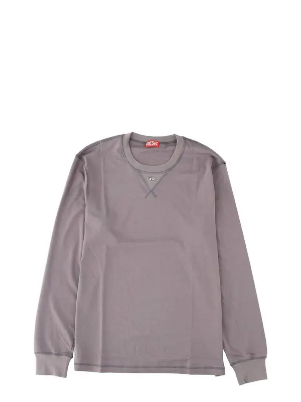 DIESEL® Ribbed Cotton Crewneck Sweatshirt - Grey
