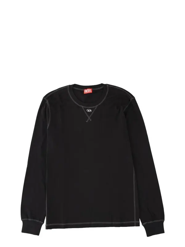 DIESEL® Ribbed Cotton-blend Sweatshirt With Contrast Stitching - Black