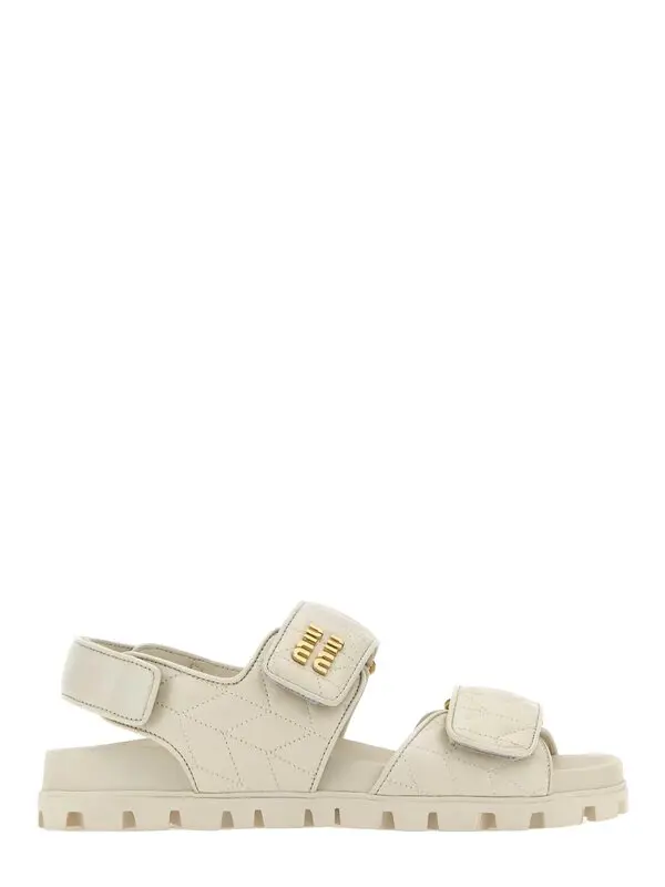 Miu Miu Nappa Leather Quilted Sandals - White