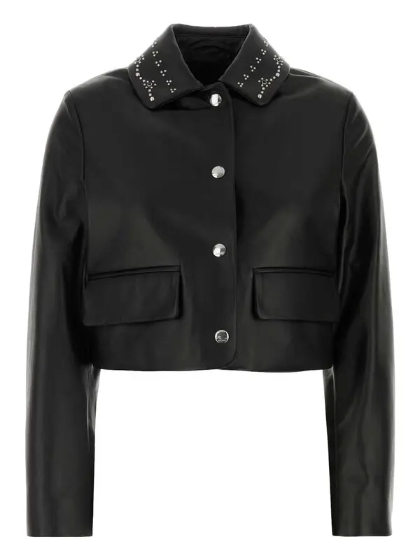 Marni Nappa Leather Jacket With Embellished Collar - Black