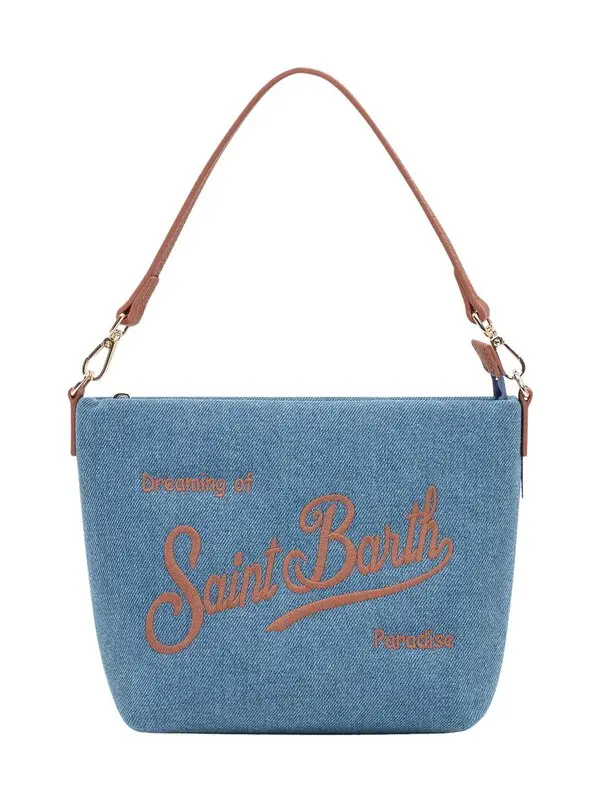 MC2 SAINT BARTH Logo Embroidered Mini Shoulder Bag - Denim Grain