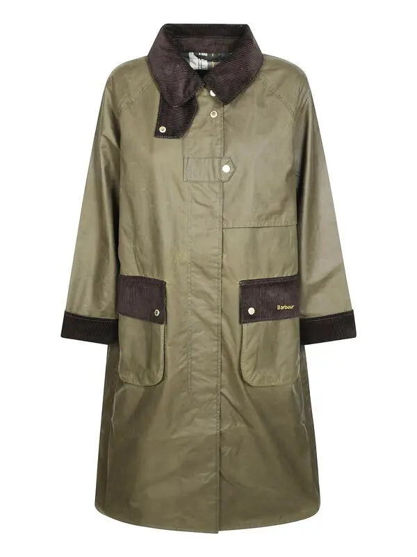 Barbour Kirklees Waxed Jacket With Corduroy Collar And Cuffs - Beige