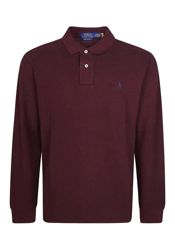 Polo Ralph Lauren Long Sleeve Knit Polo Shirt - Rosso