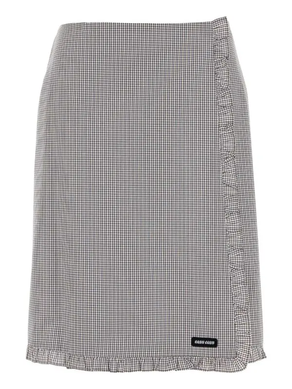 Miu Miu Embroidered Poplin Mini Skirt - Checked