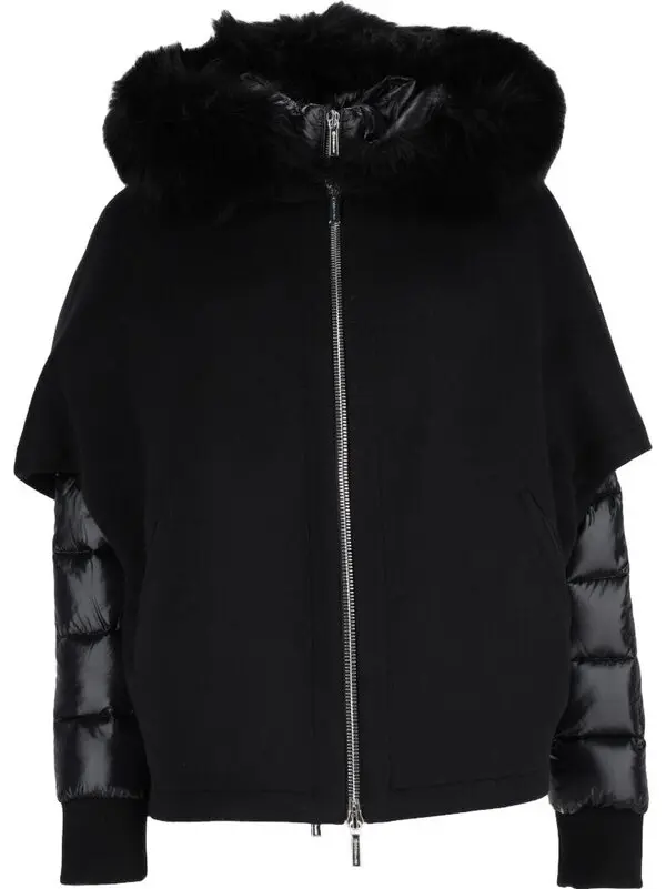 MOORER Hooded Fur-trimmed Quilted Coat - Black