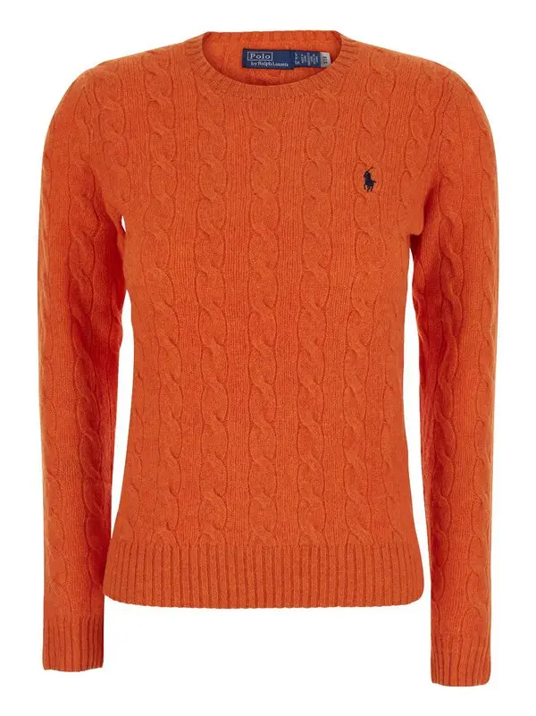 Polo Ralph Lauren Wool & Cashmere Cable Knit Crew Neck Sweater - Orange