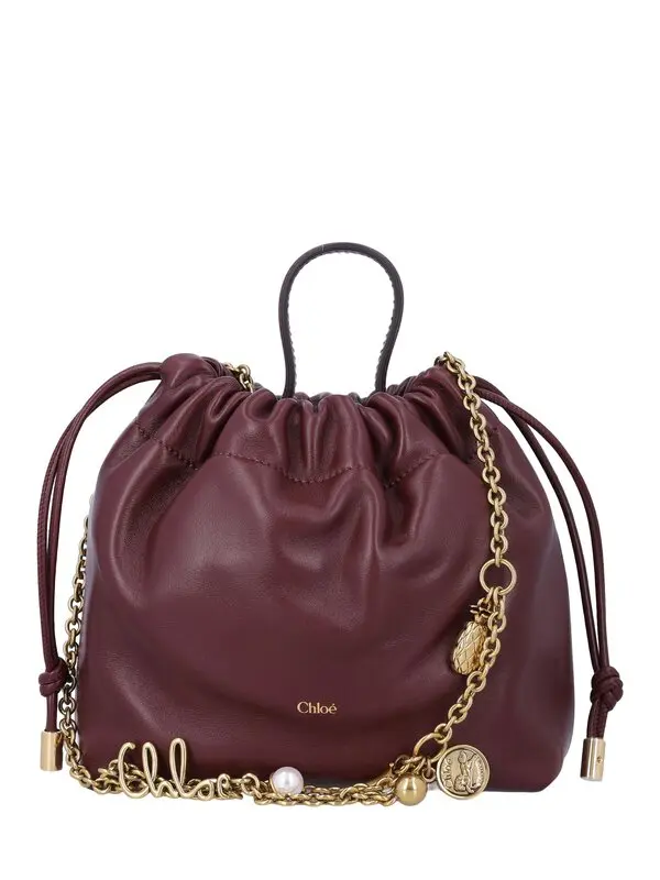Chloé Drawstring Bucket Bag With Charm Detail - Burnt Red