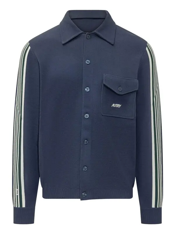 AUTRY Classic Knit Jacket With Striped Sleeves - Luster
