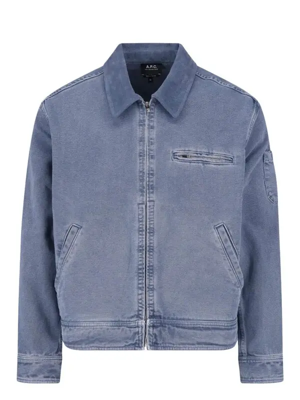 A.p.c. Cotton Zip Front Jacket - Blue