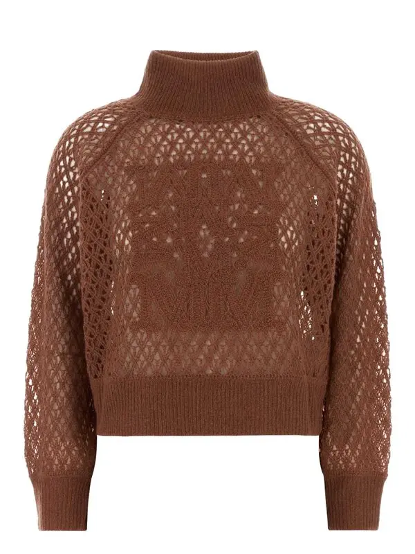 Max Mara Antiqued Crochet Cashmere-silk High Neck Sweater - Pink